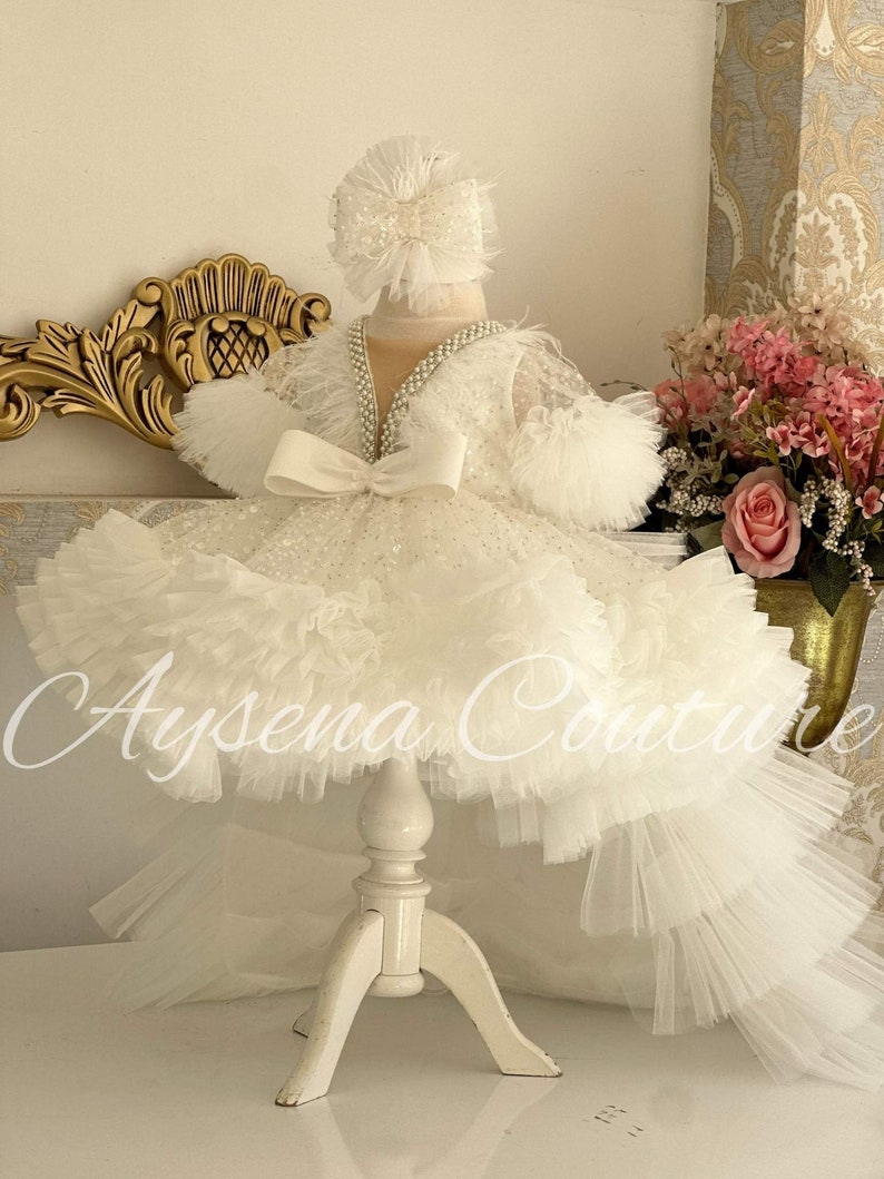 Red Long Train Princess Dress for Special Occasion, First Birthday ...