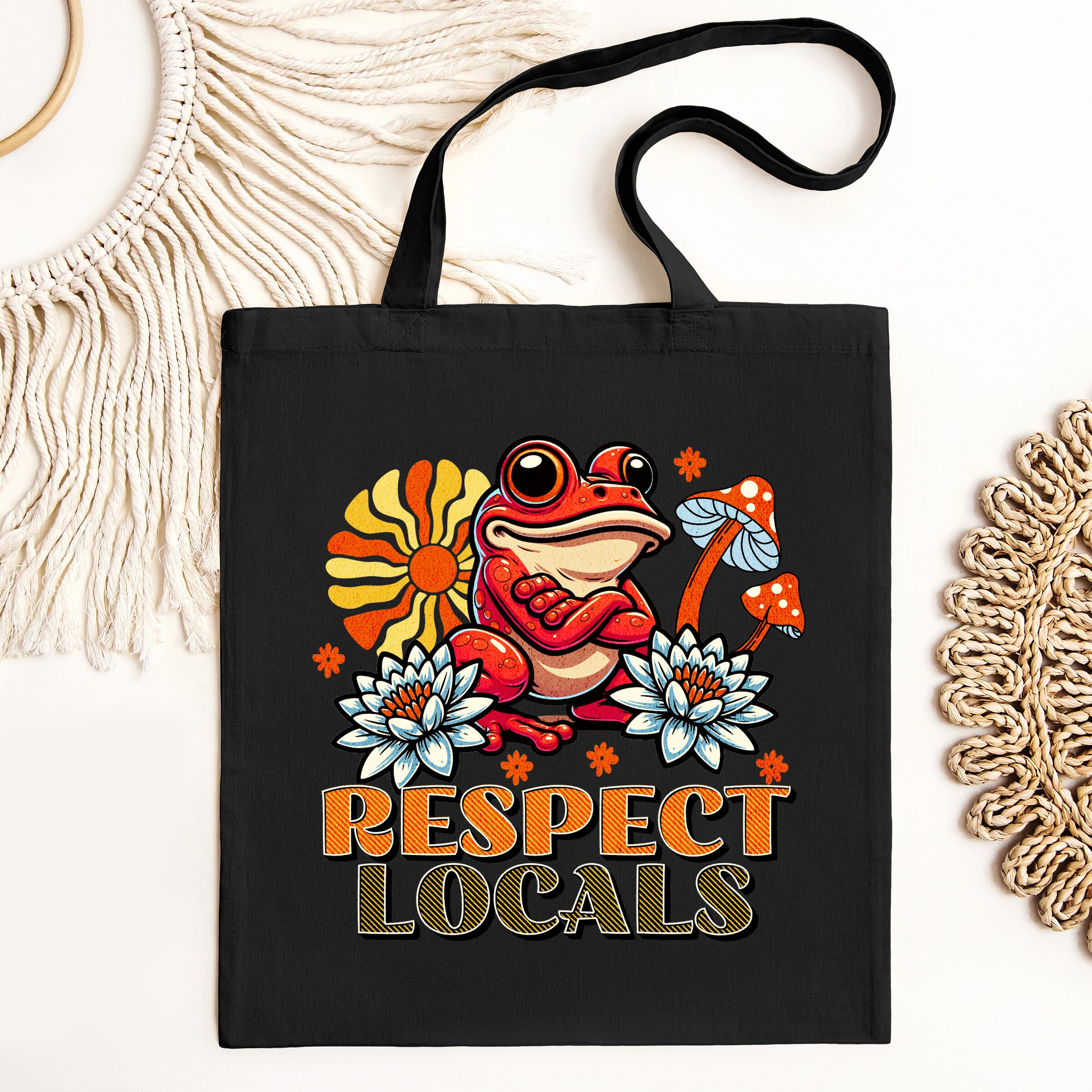 Respect Locals Png, Tote Bag Png, Frog Png, Retro Coffee Mug, Tote Bag ...