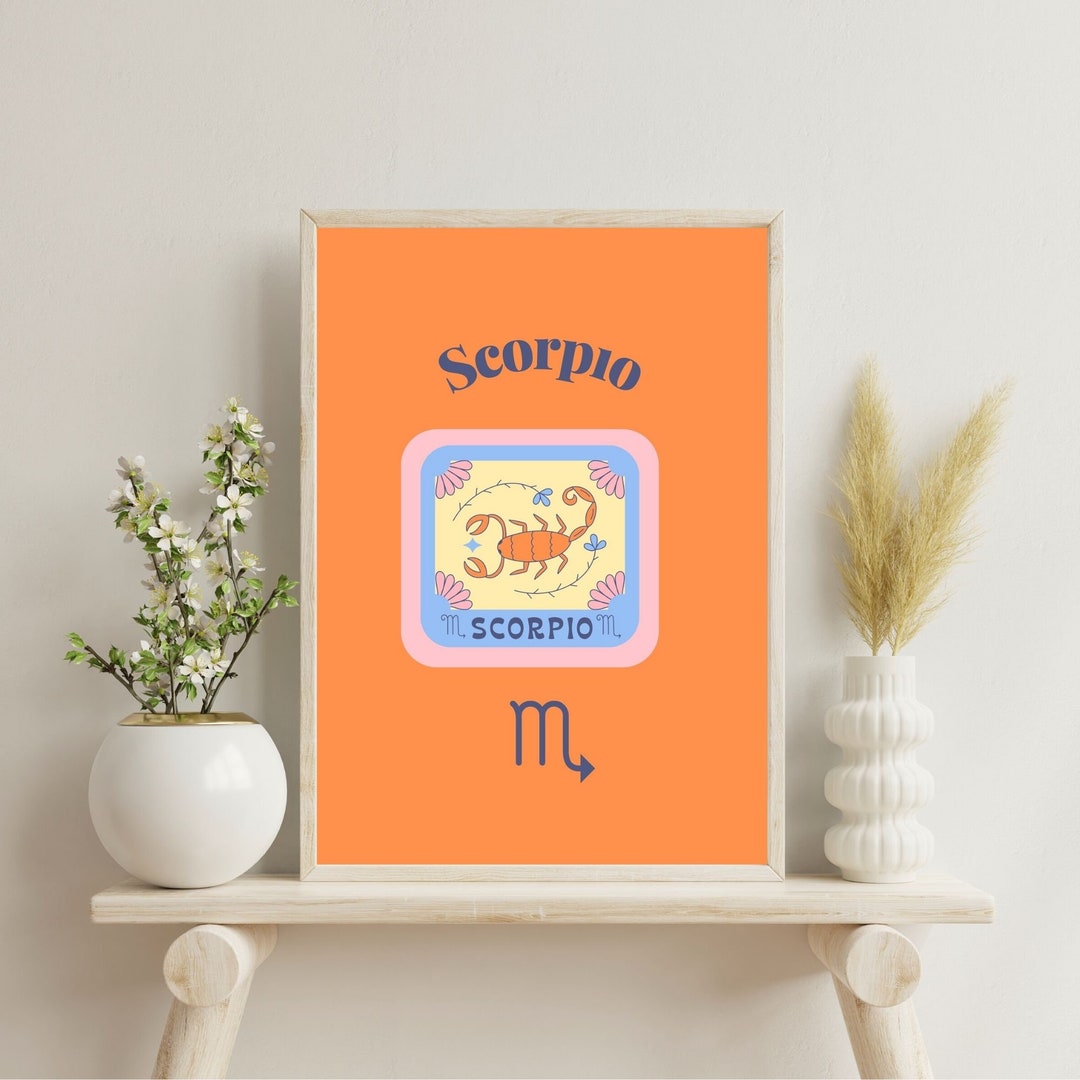 Scorpio Zodiac Print, Scorpio Printable, Zodiac Gift Wall Decor, Zodiac ...
