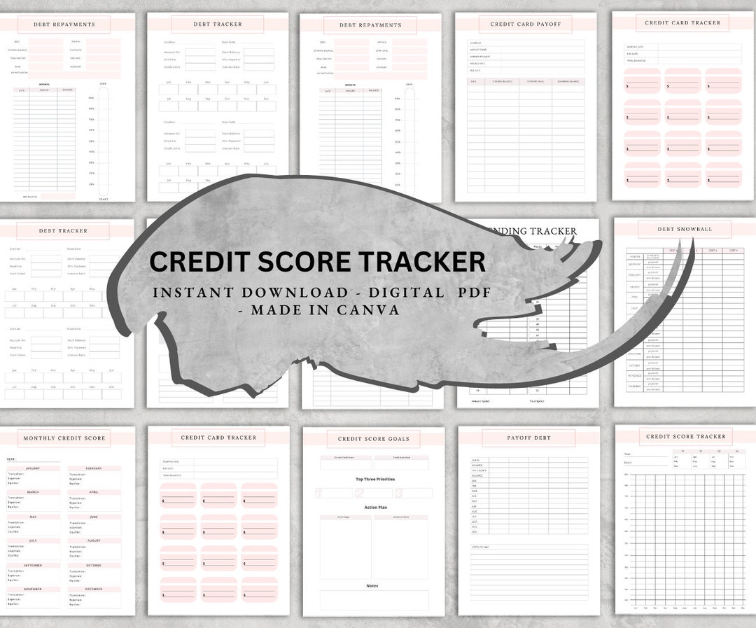 Credit Score Tracker Printable Credit Point Increase - Etsy