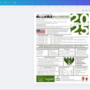 Editable Canva Graduation Fun Facts Poster, Class of 2025 | Printable ...