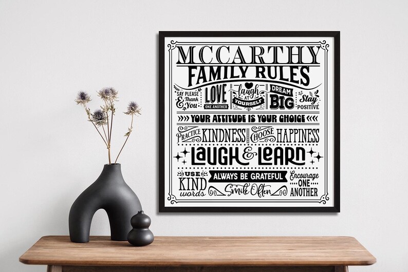 Custom Family Rules Wall Decor, Farmhouse Home Decor, Personalized ...