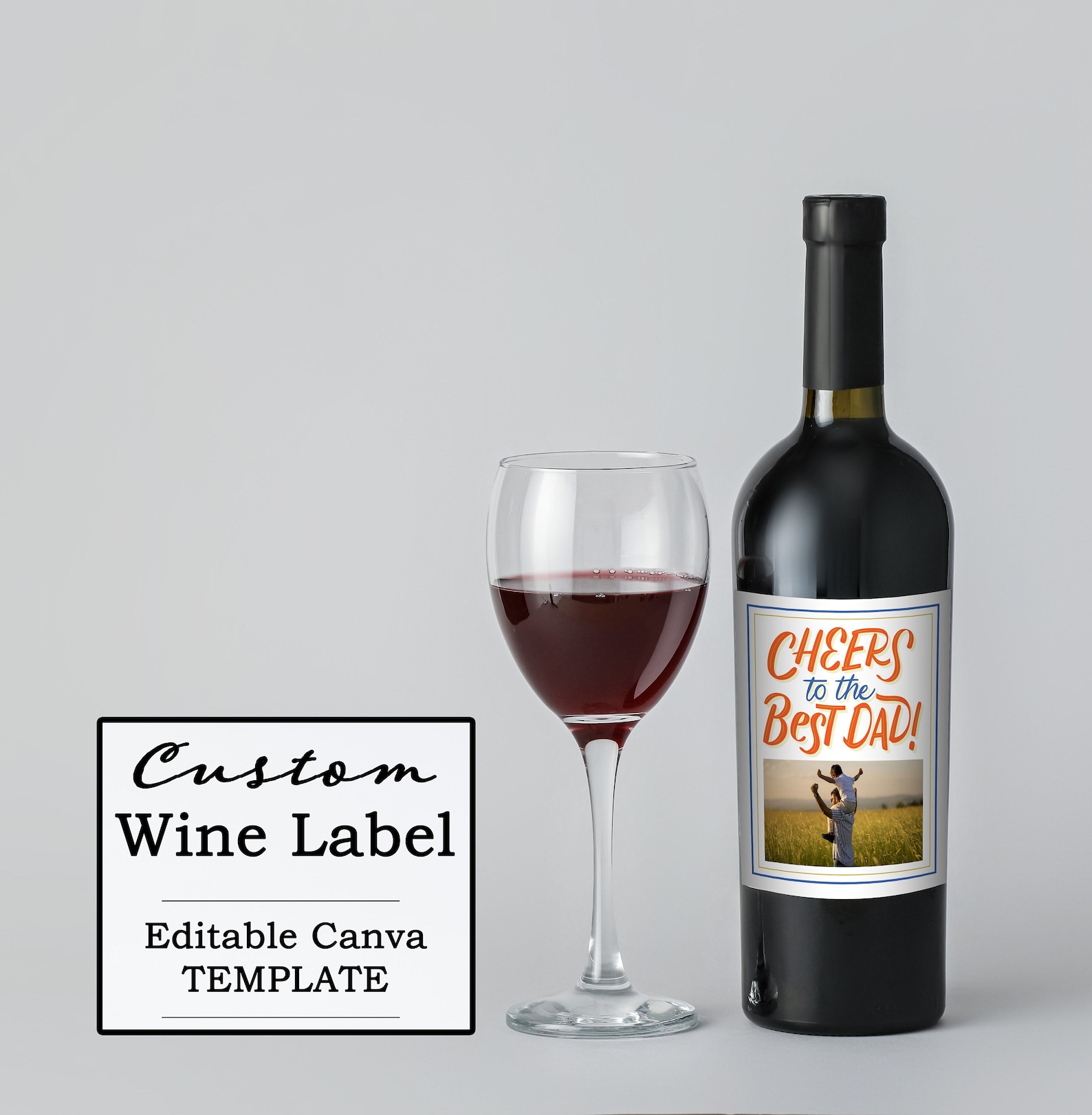 Fathers Day Dad Daddy Grandad Birthday Christmas Wine Label Alcohol ...