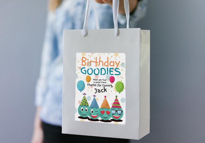 Custom Birthday Party Goodie Bag Sticker, Personalized Treat Bag Label ...