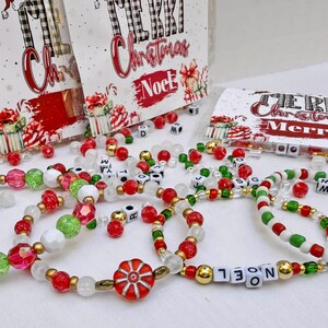 Personalized Christmas Holiday Bracelet Making Kit, Kids Party Name ...