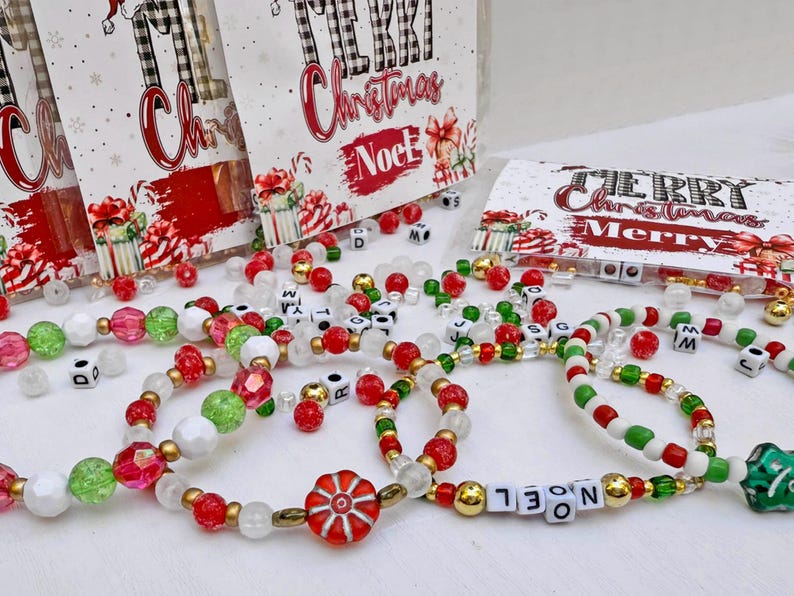 Personalized Christmas Holiday Bracelet Making Kit, Kids Party Name ...