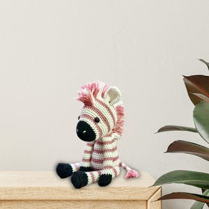 Crochet Pink Zebra Amigurumi: Handmade Cotton Stuffed Animal Toy - Etsy