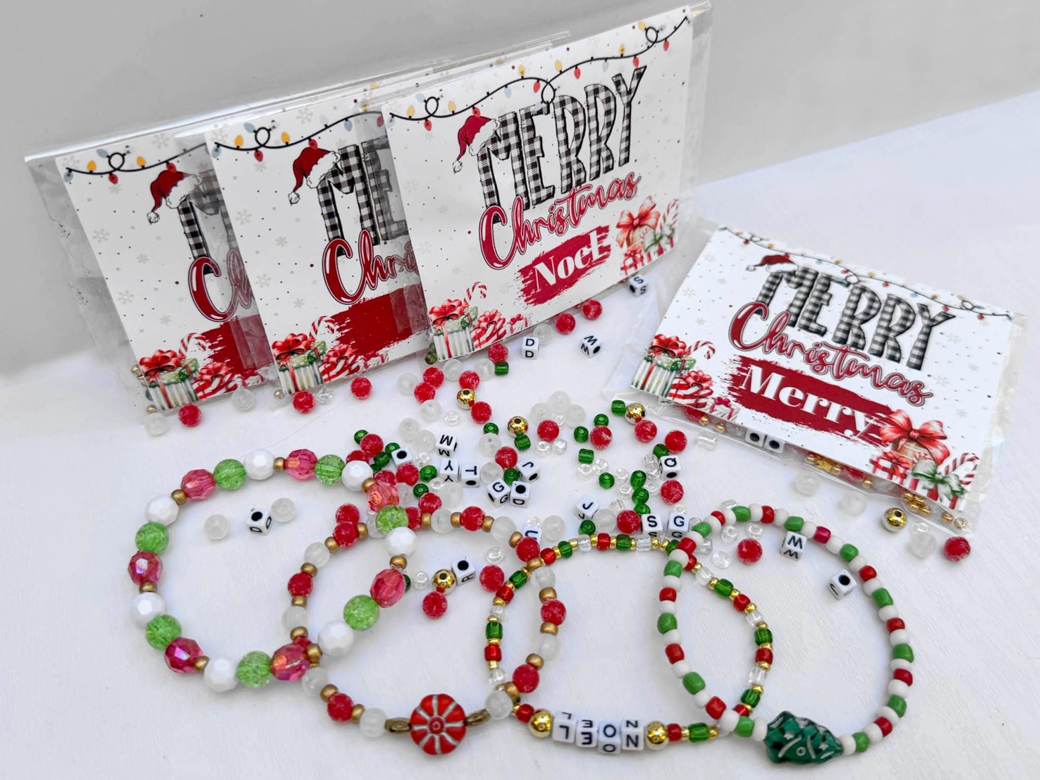 Personalized Christmas Holiday Bracelet Making Kit, Kids Party Name ...