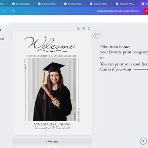 Graduation Party Welcome Sign Template Photo Graduation Welcome Poster ...