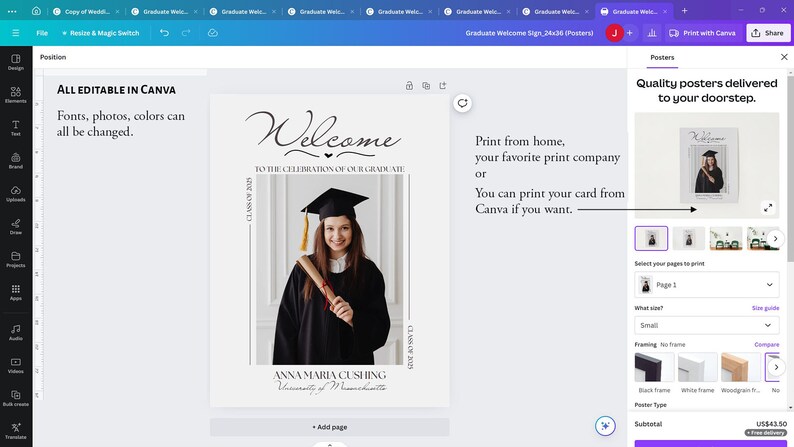 Graduation Party Welcome Sign Template Photo Graduation Welcome Poster ...