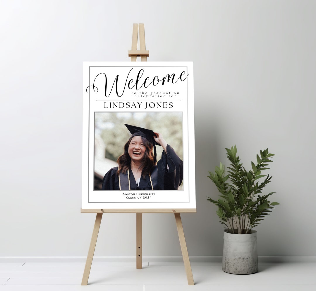 Modern Graduation Welcome Sign Template: Photo Poster, Editable in ...