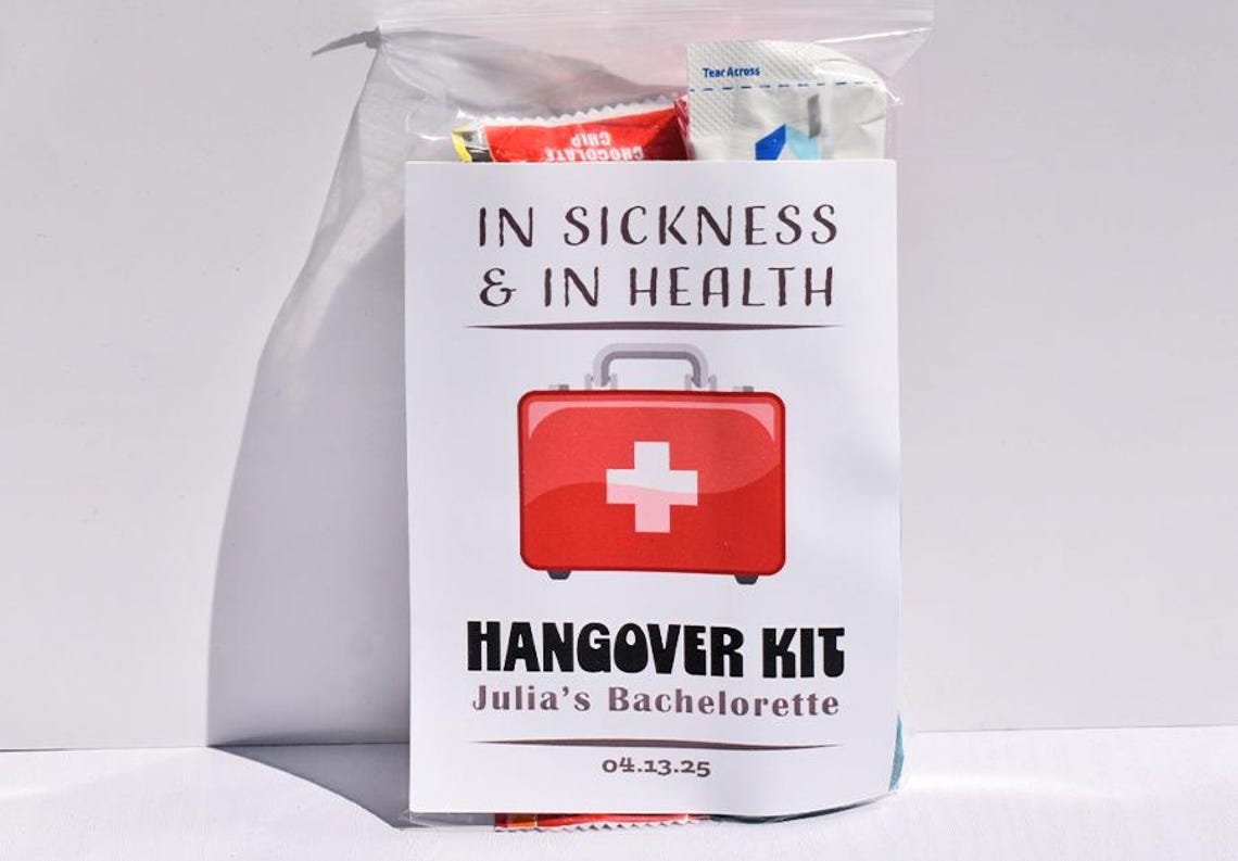 Custom Hangover Kit Sticker: Editable Party Favor Label (digital ...