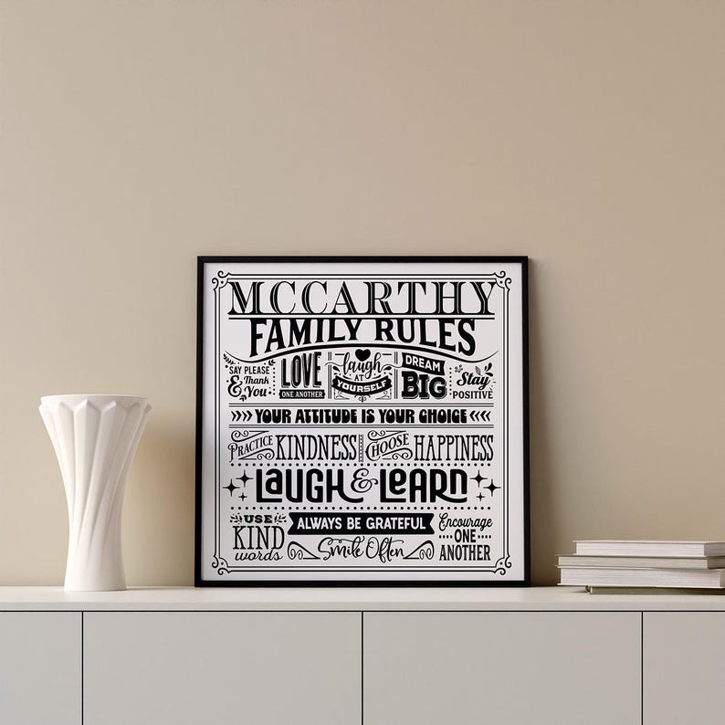 Custom Family Rules Wall Decor, Farmhouse Home Decor, Personalized ...