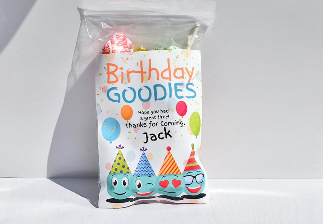 Custom Birthday Party Goodie Bag Sticker, Personalized Treat Bag Label ...