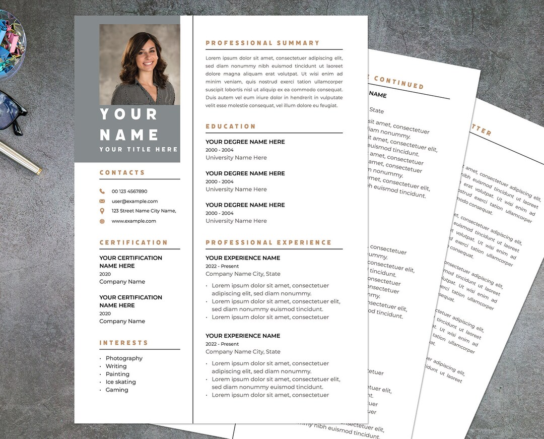 Professional Resume Template for Google Docs, Word, Pages, Modern ...