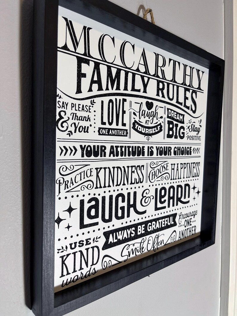 Custom Family Rules Wall Decor, Farmhouse Home Decor, Personalized ...