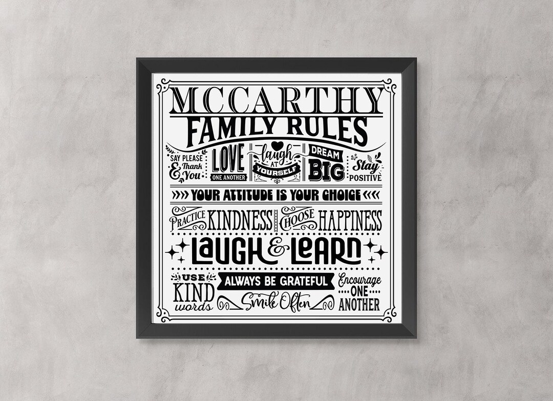 Custom Family Rules Wall Decor, Farmhouse Home Decor, Personalized ...