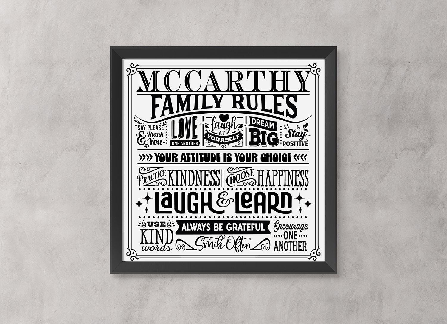 Custom Family Rules Sign: Shimmer Vinyl, Farmhouse Decor - Etsy