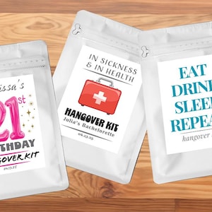 Custom Party Hangover Kit Sticker, Printable Label, Editable on Canva ...