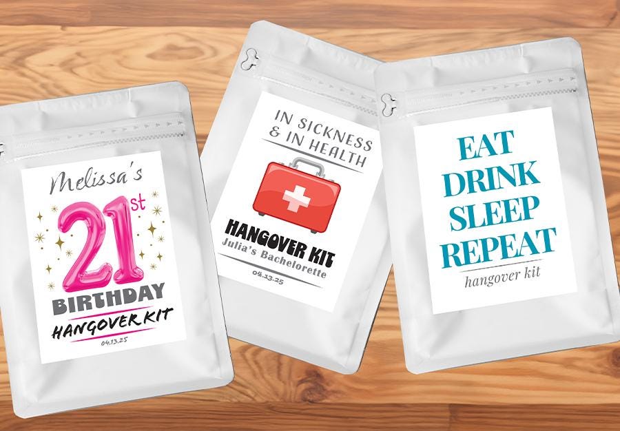 Custom Party Hangover Kit Sticker, Printable Label, Editable on Canva ...