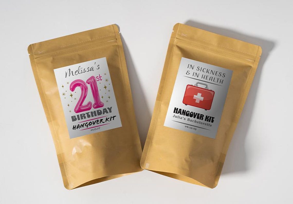 Custom Party Hangover Kit Sticker, Printable Label, Editable on Canva ...