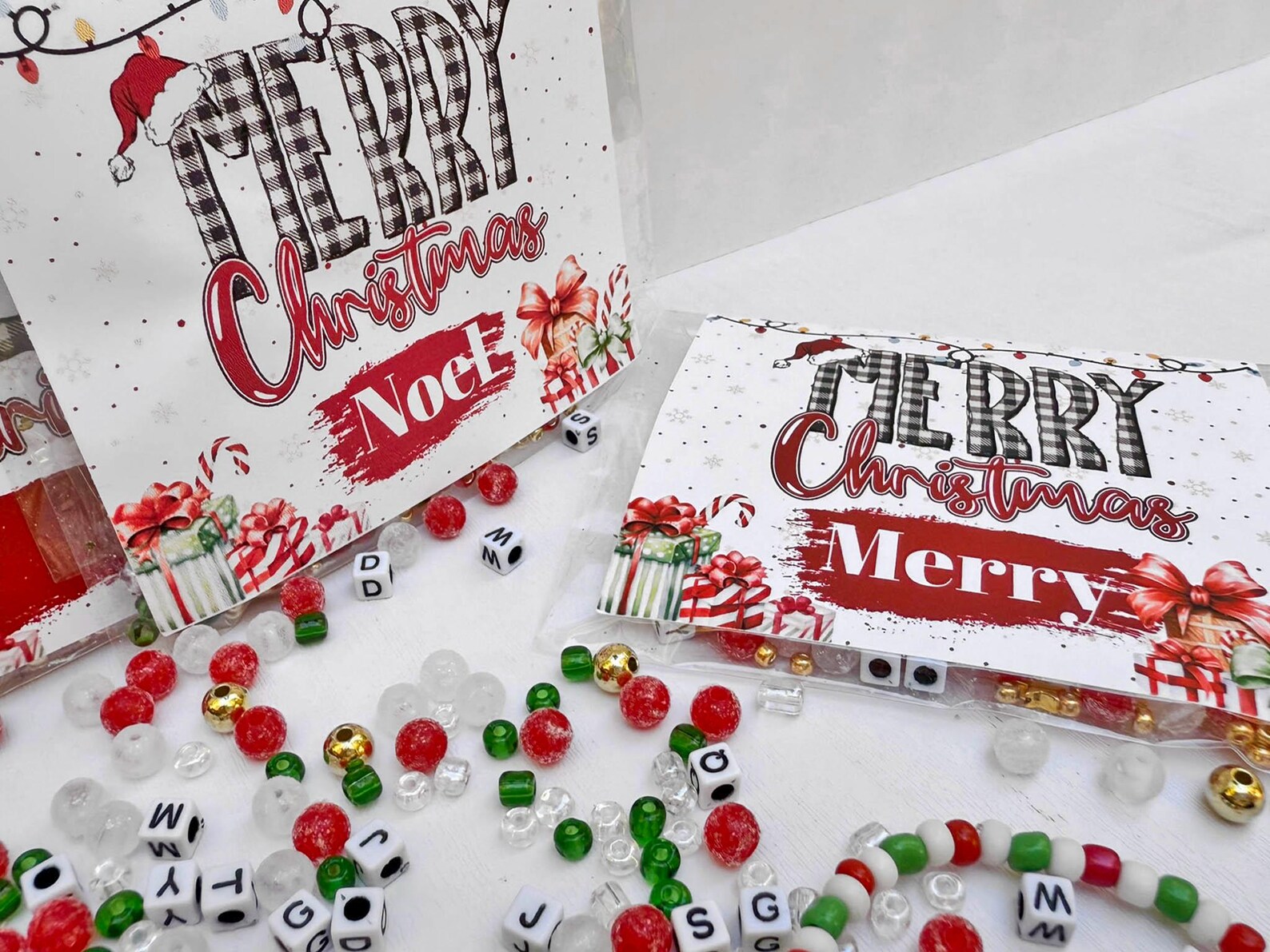 Personalized Christmas Holiday Bracelet Making Kit, Kids Party Name ...