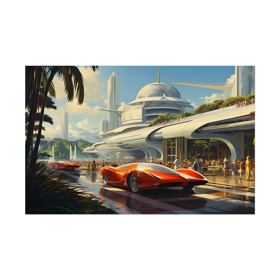 Futuristic Streamlined Luxury Car at a Famous Exhibition - Etsy