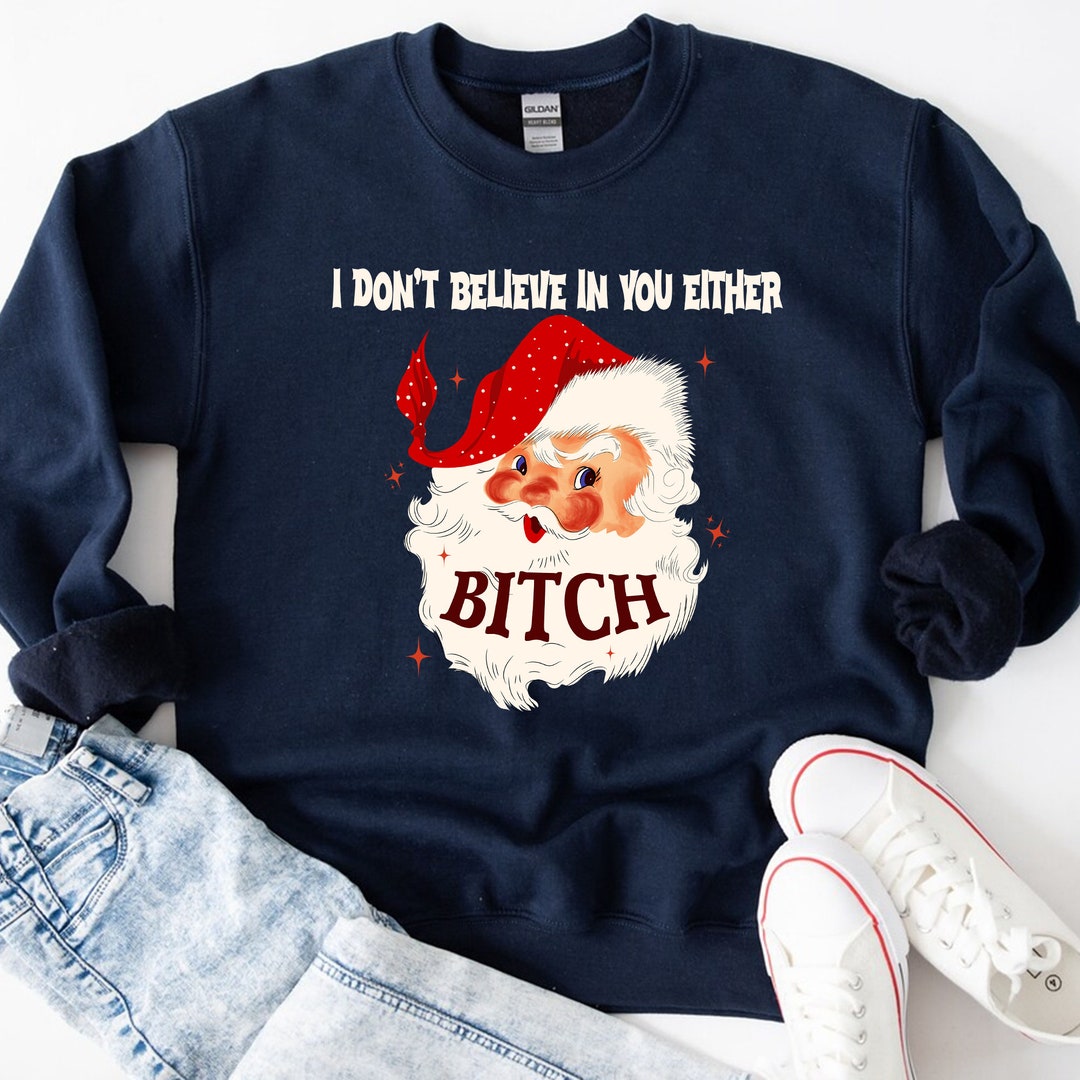 Funny Cheerful Santa Sweatshirt Sayings, Merry Christmas Crewneck Sweatshirt, Sarcastic ...