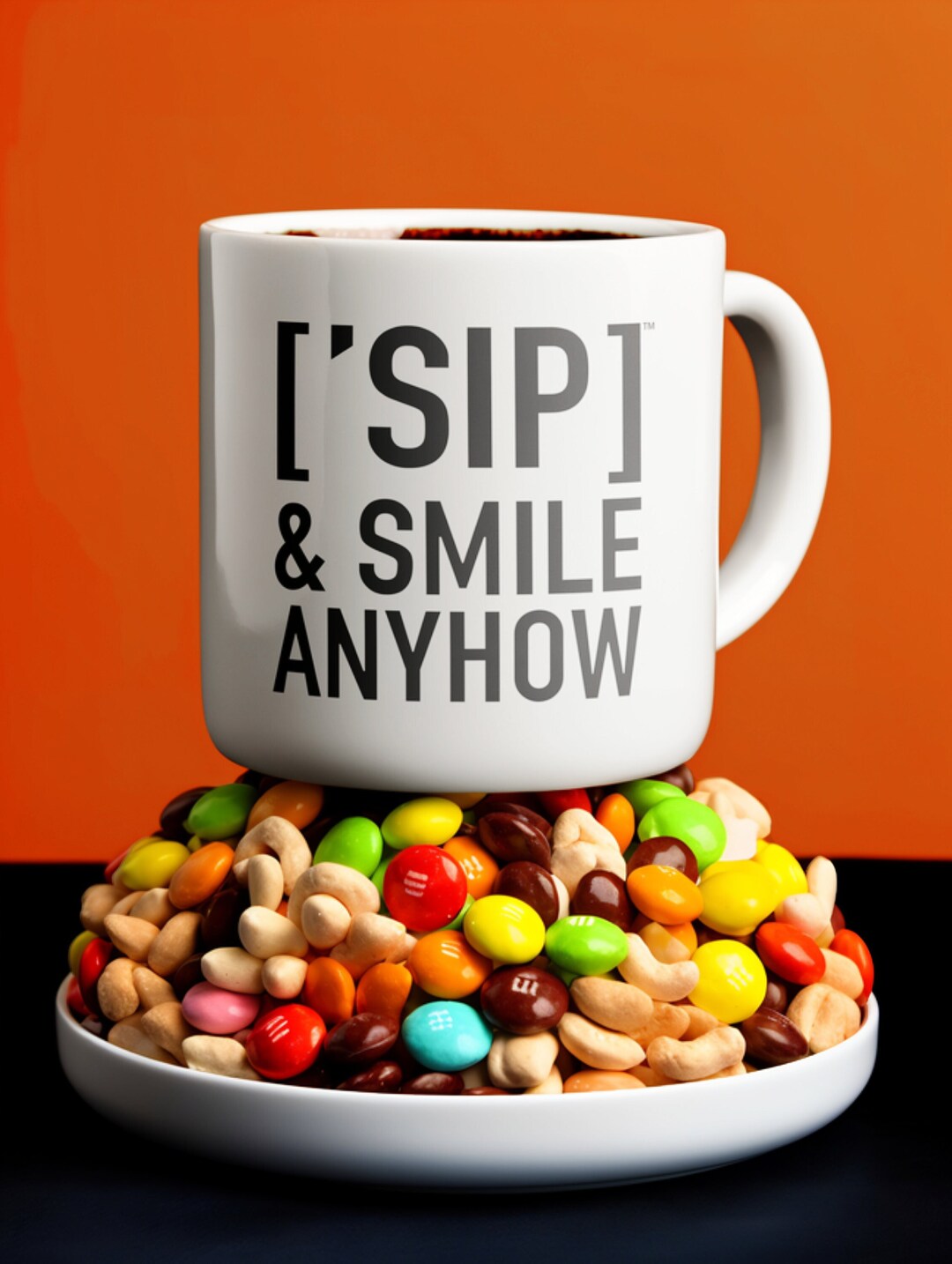 Cheerful Drinking Mantra | White Coffee Mug | ['SIP] & Smile Anyhow ...