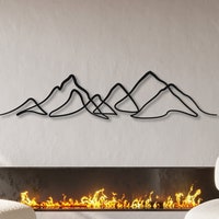 Line Landscape Art Print | Line Drawing Mountains Poster | Minimal ...
