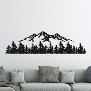 Mountain Forest Metal Wall Art Nature Decor Gift, Oversized Large Metal ...