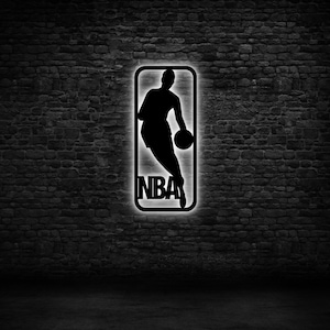 NBA Basketball Led Sign Gift for Boyfriend Game Room Decor, Wood Wall ...