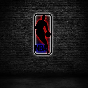 NBA Basketball Led Sign Gift for Boyfriend Game Room Decor, Wood Wall ...