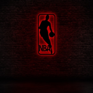 NBA Basketball Led Sign Gift for Boyfriend Game Room Decor, Wood Wall ...
