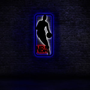 NBA Basketball Led Sign Gift for Boyfriend Game Room Decor, Wood Wall ...