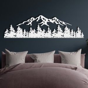 Mountain Forest Metal Wall Art Nature Decor Gift, Oversized Large Metal ...