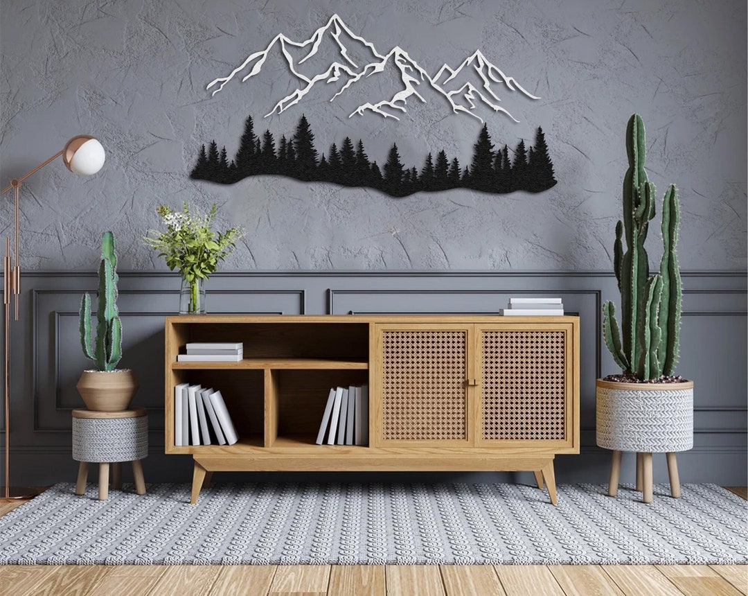 Mountain Forest Metal Wall Art Nature Decor Gift, Trendy Large Metal ...