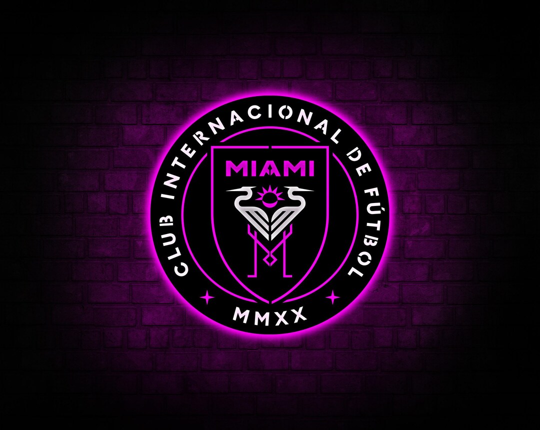 Inter Miami Football Team Metall Led Zeichen Wand Kunst Dekor, Messi ...
