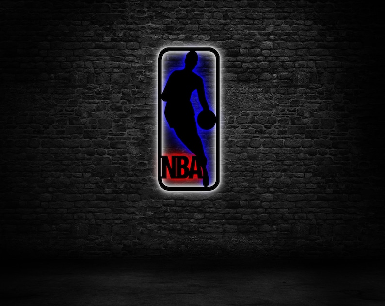 NBA Basketball Led Sign Gift for Boyfriend Game Room Decor, Wood Wall ...