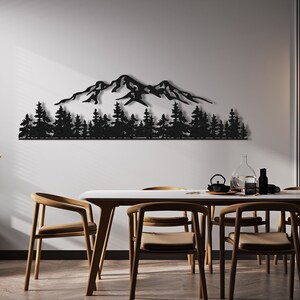 Mountain Forest Metal Wall Art Nature Decor Gift, Oversized Large Metal ...