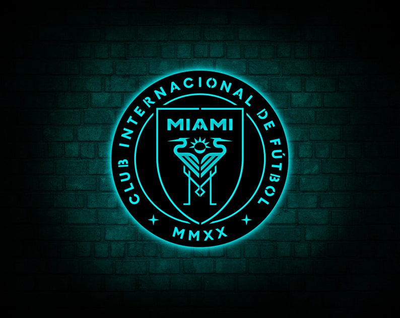 Inter Miami Football Team Metall Led Zeichen Wand Kunst Dekor, Messi ...