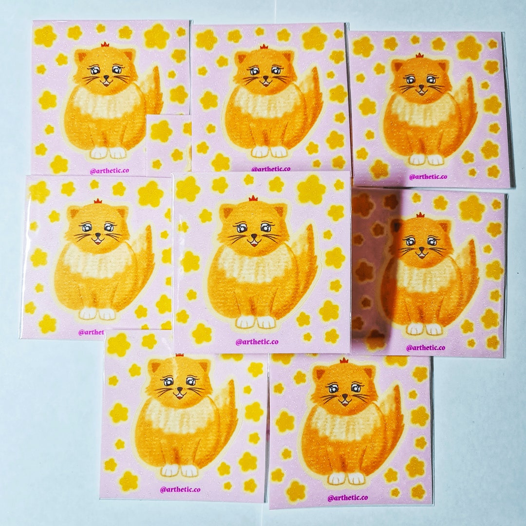 Cute Cat Glitter Square Kisscut Sticker Deco Journaling Stickers Notes ...