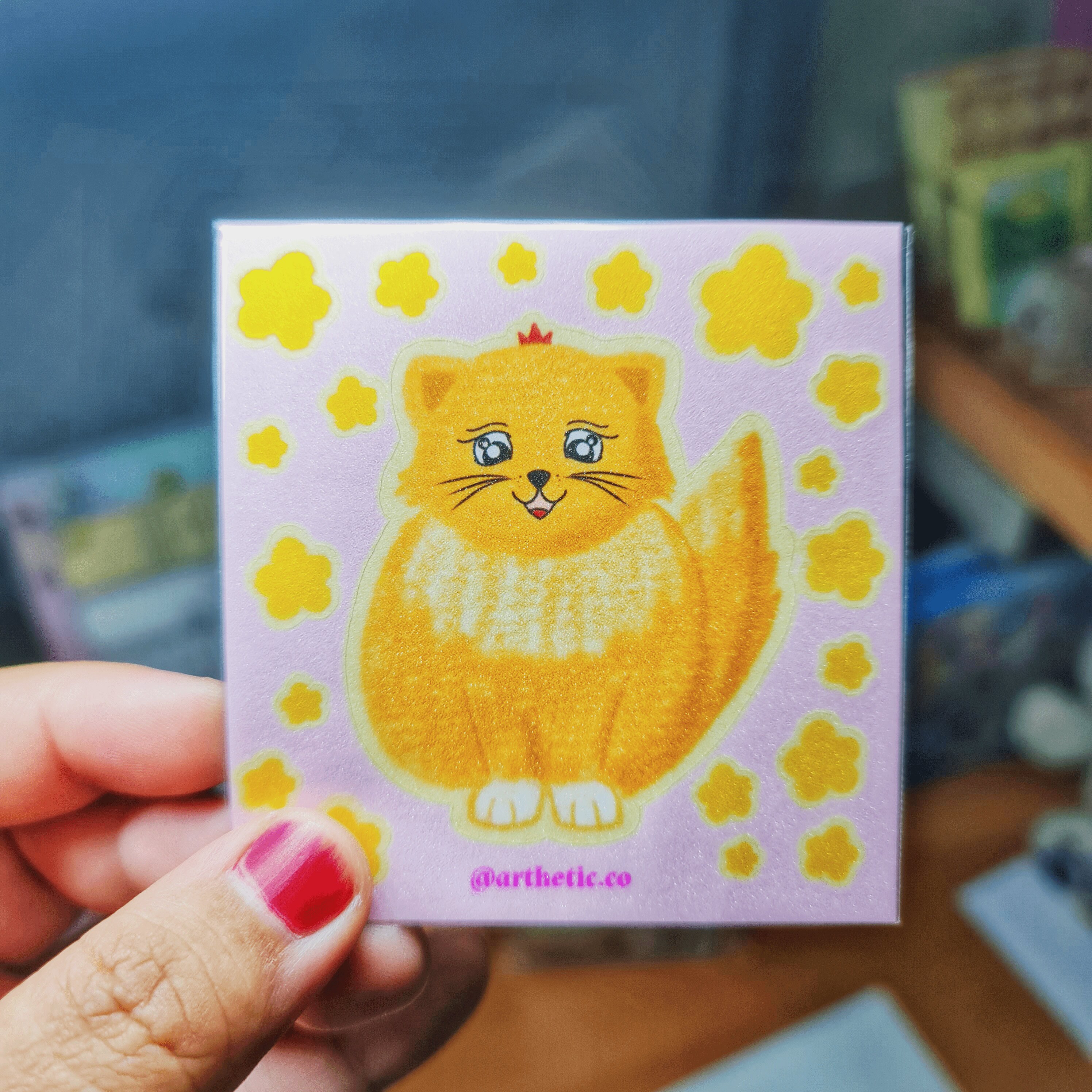 Cute Cat Glitter Square Kisscut Sticker Deco Journaling Stickers Notes ...