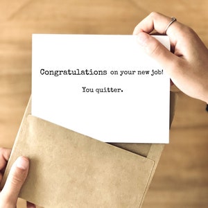 QUITTER New Job Card, Funny Coworker Card, Going Away Card, Funny ...