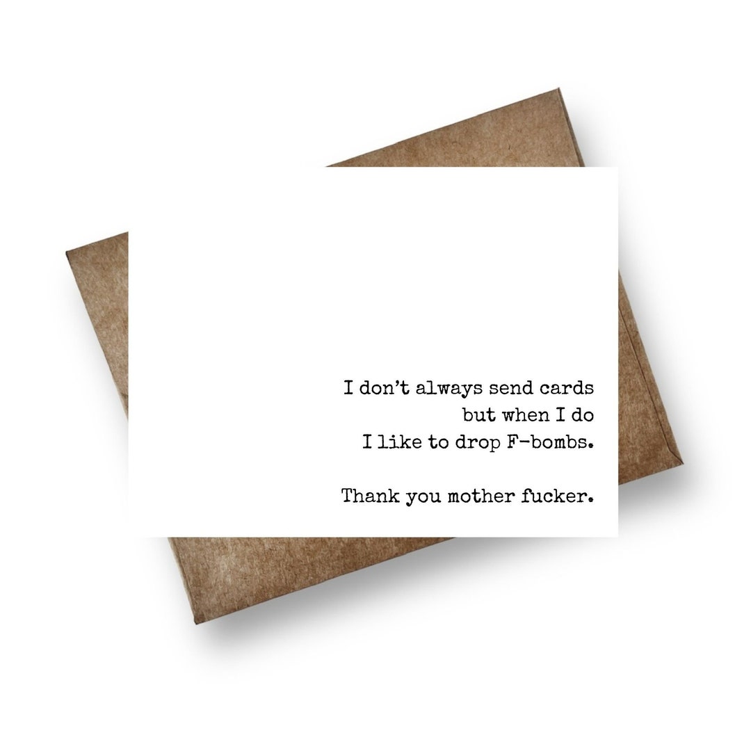Thanks Motherf&cker Funny Thank You Card for Friend Rude Thank You Card ...