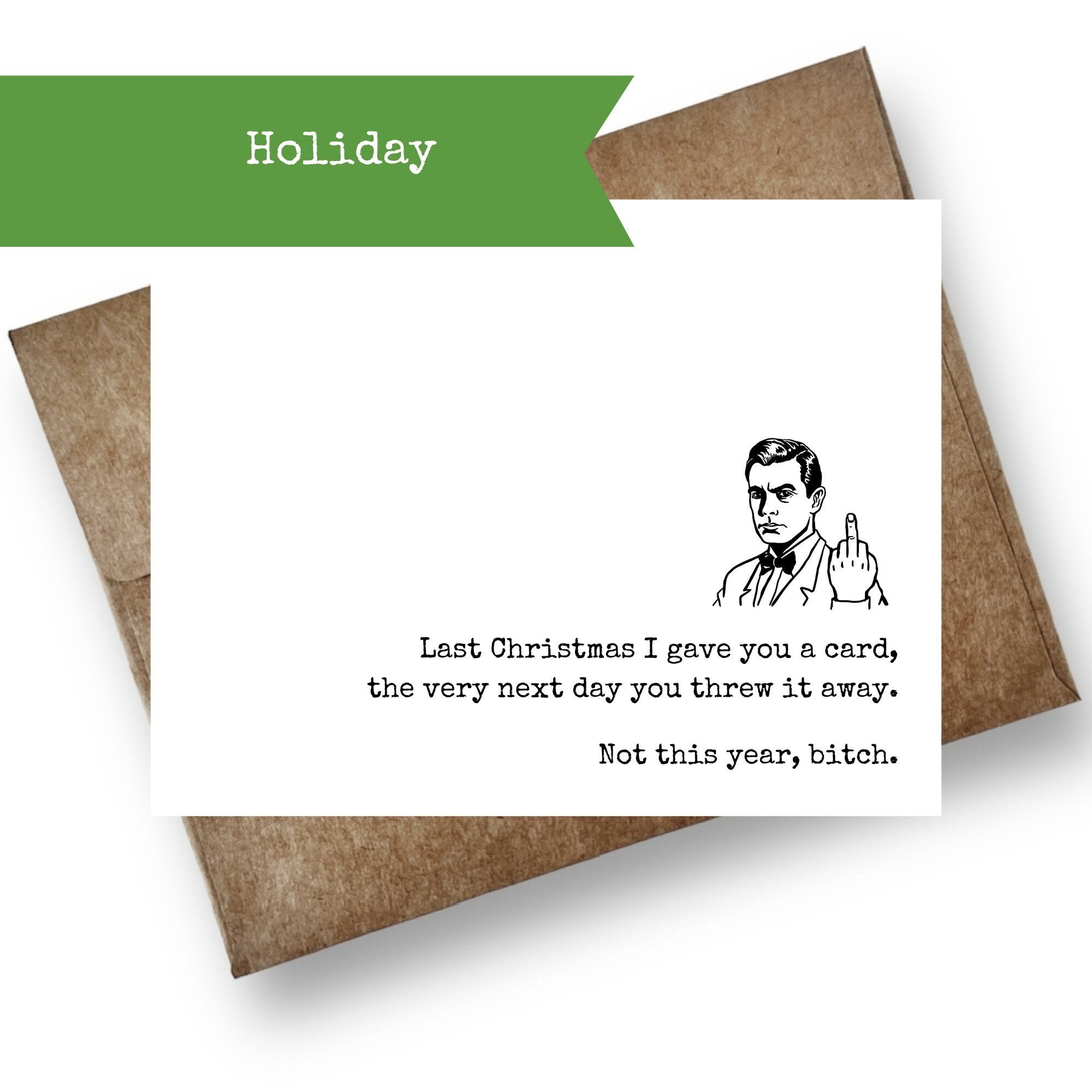 RUDE Middle Finger Funny Christmas Card for Him Sarcastic Christmas ...