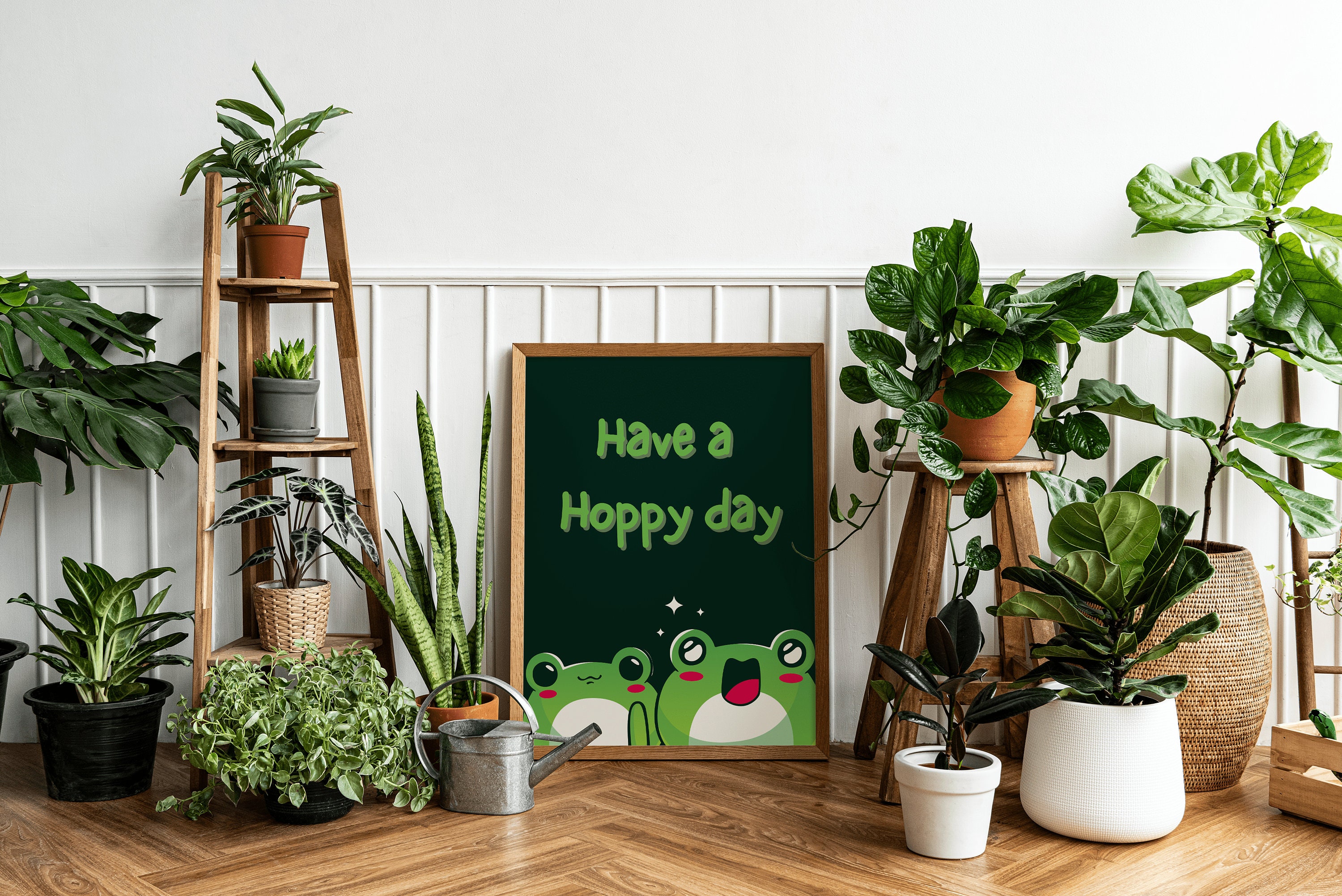 Cute Frog Poster Happy Art Print Funny Wordplay Good - Etsy