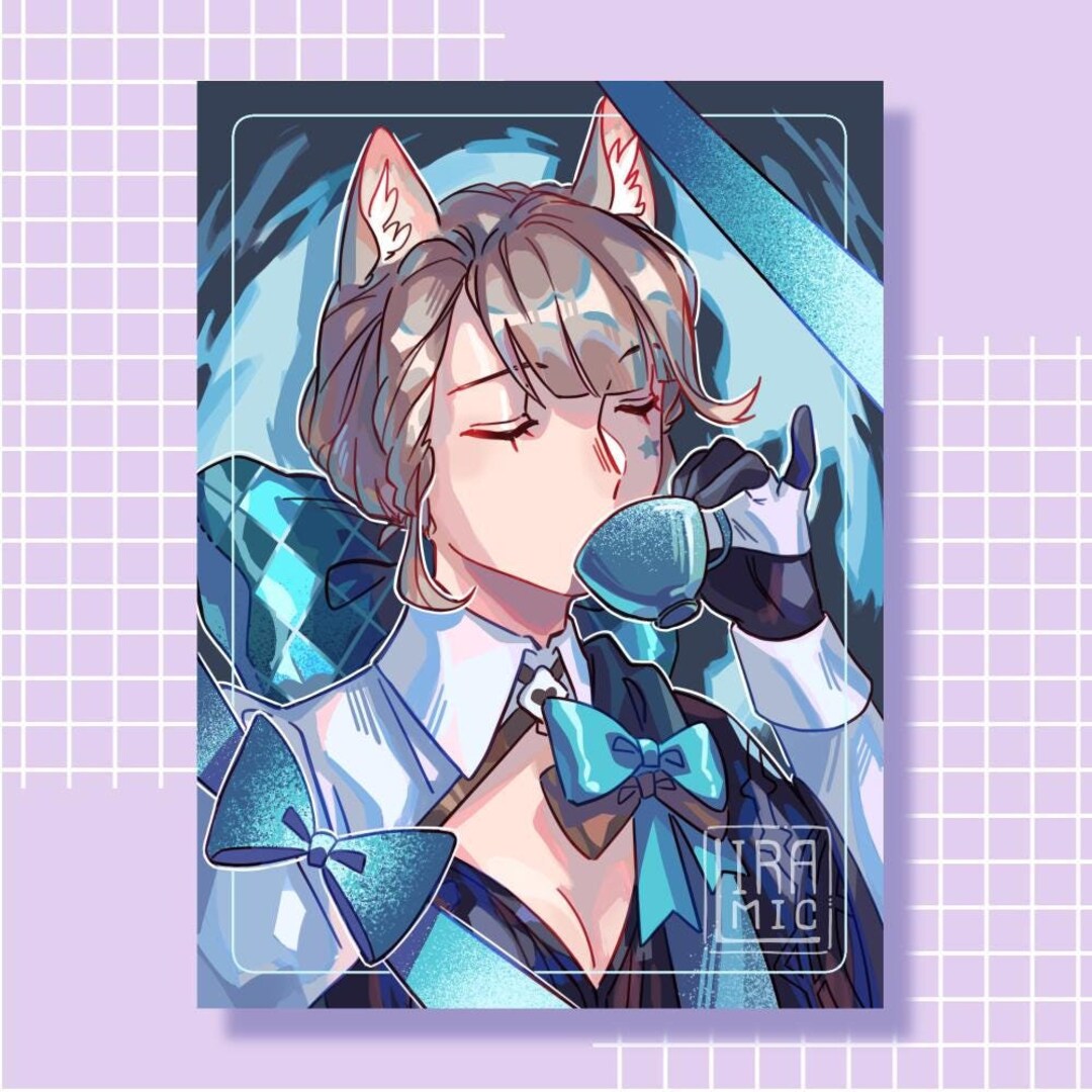 Genshin - Lynette Drinking Tea 5 X 7 / 8.5 X 11 Art Print - Etsy