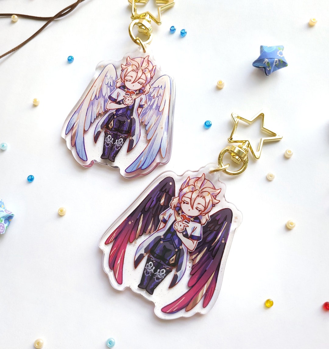 Genshin - Albedo Angel/demon Doubled-sided 2.5 Inch Glitter Epoxy ...