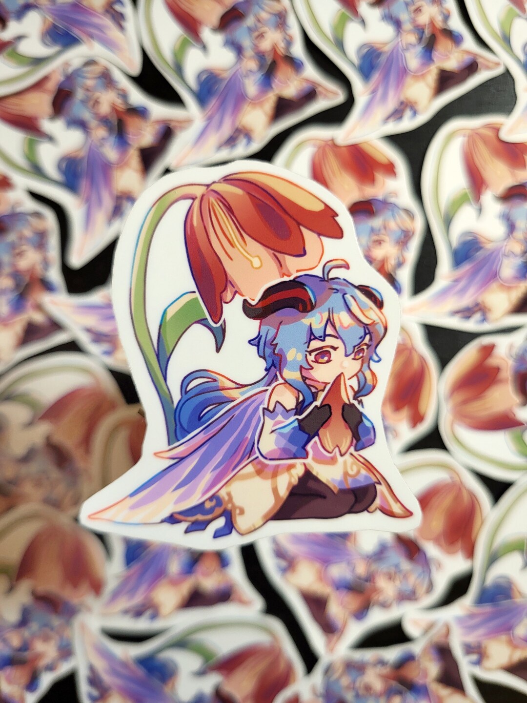 Genshin - Fairy Ganyu Eating a Flower Glossy Vinyl Sticker - Etsy